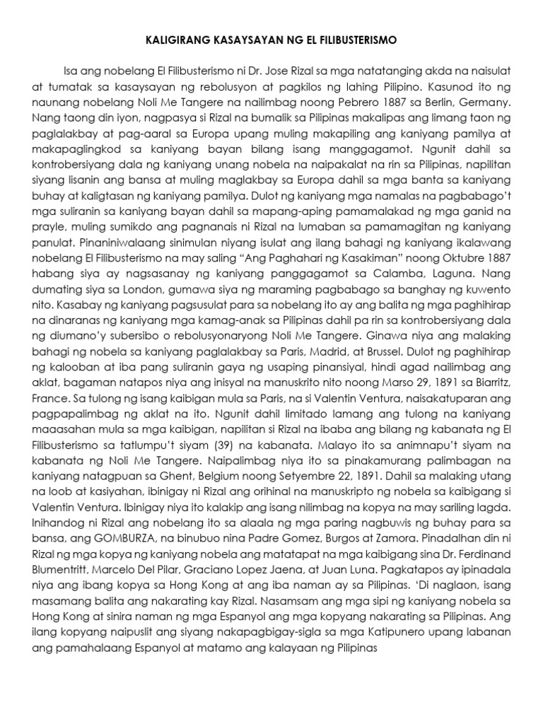 Kaligirang Kasaysayan NG El Filibusterismo | PDF