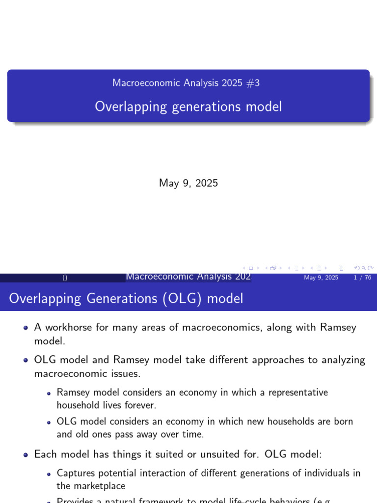 Overlapping Generations Model | PDF | Pareto Efficiency | Labour Economics