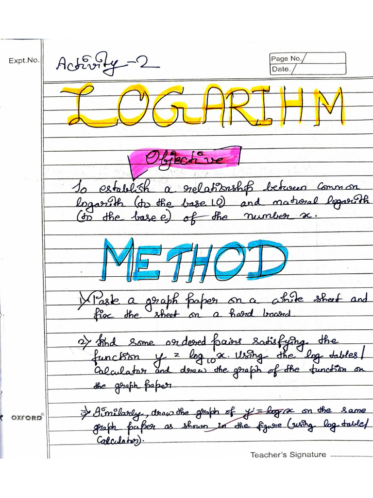 Activity on Natural Logarithm and Common Logarithm (Class XI) | PDF