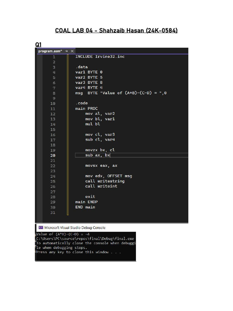 Coal Lab 04 | PDF