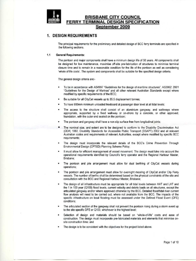 03 Brisbane City Ferry Terminal Design Specification | PDF