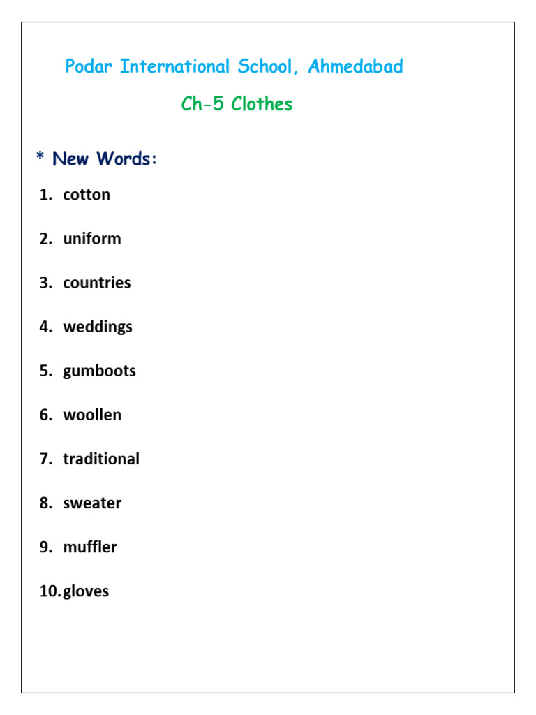 Ch-5 Clothes Notes | PDF