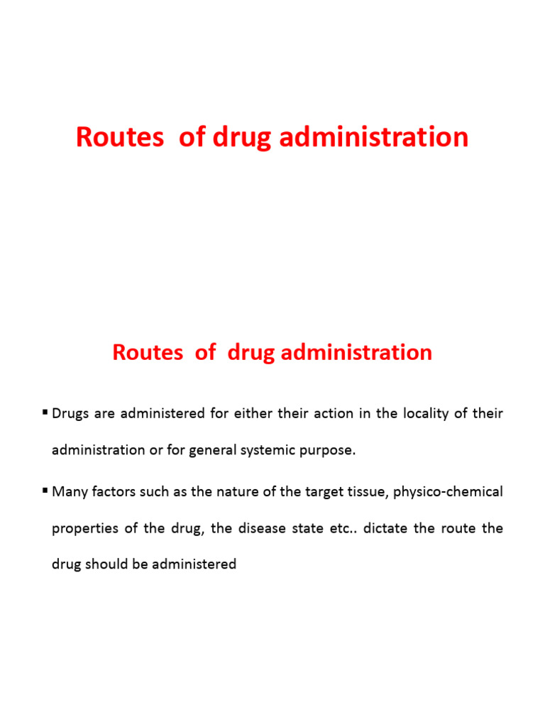Routes of Drug Administration | PDF | Topical Medication | Pharmacology