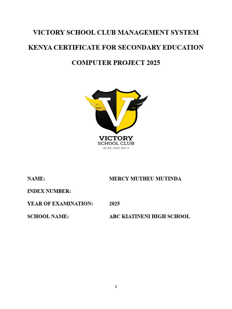 Victory School Club Management System | PDF | Databases | Microsoft Access