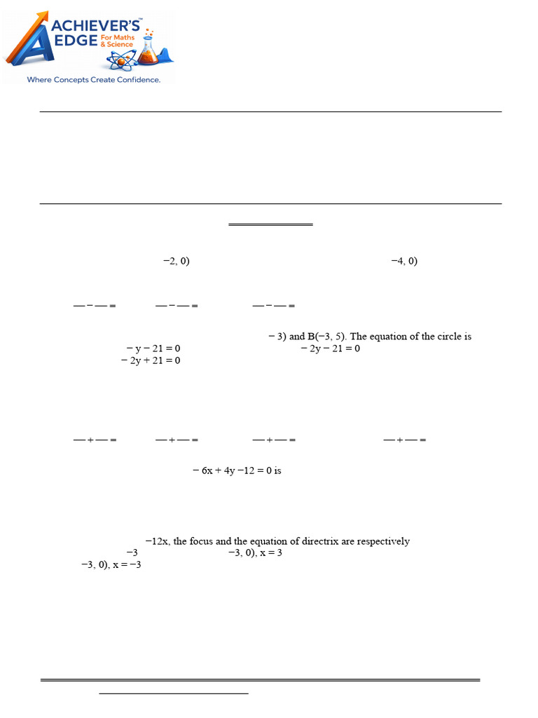 Chapter 10 Conic Sections Practice Paper 1 | PDF | Ellipse | Manifold