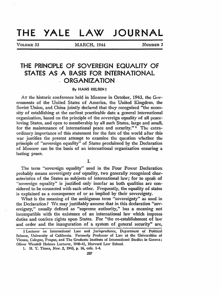 The Principle of Sovereign Equality of States As A Basis For Sznzcl5zej ...