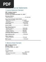 Grade 12 Income Statement & Balance Sheet | PDF
