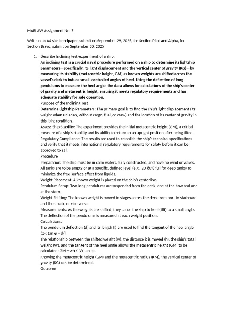 Marlaw Assignment No. 7. Wth Answer | PDF | Porosity | Shipping