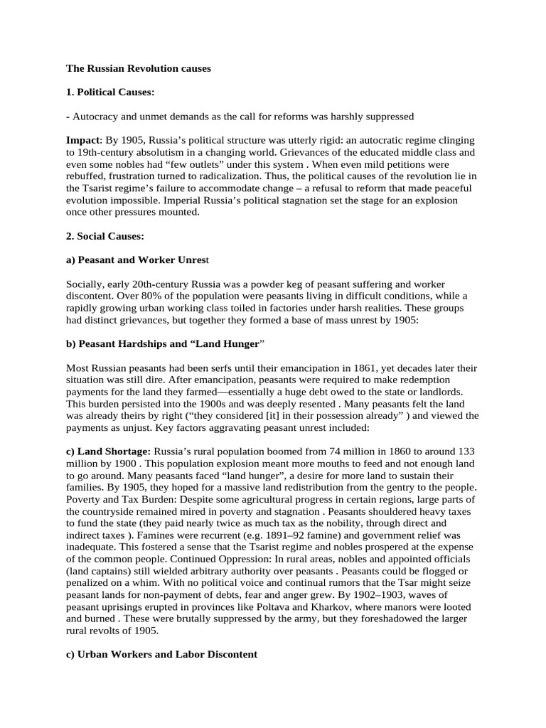 The Russian Revolution Causes Etc | PDF | Russian Empire | Economies
