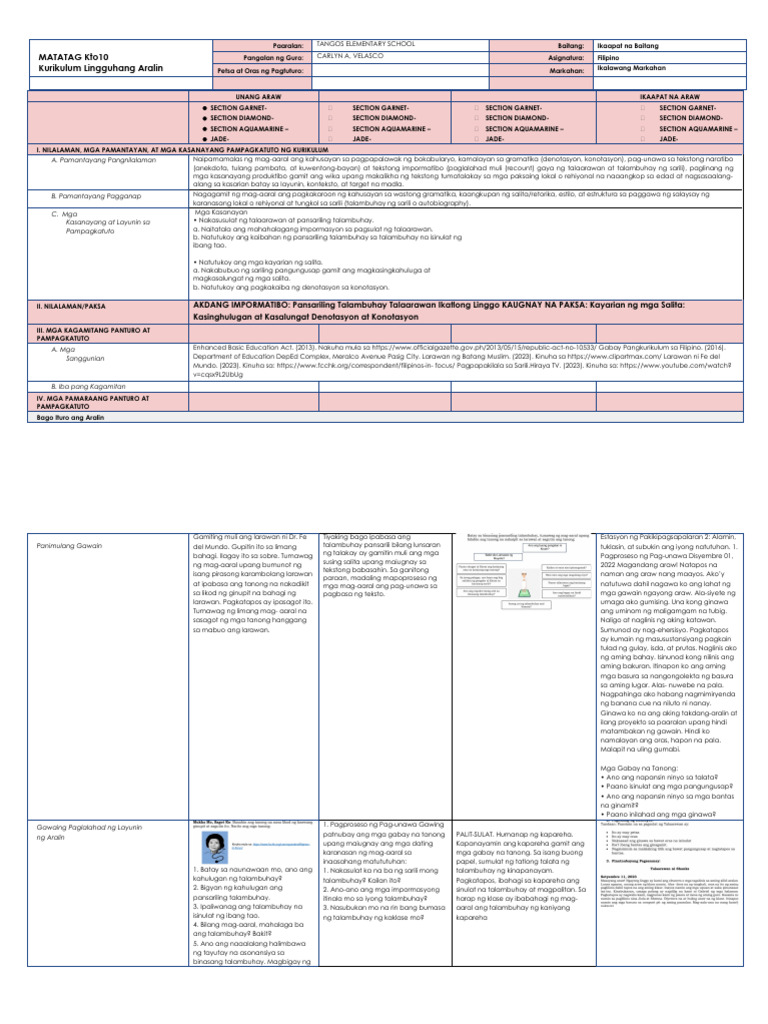 FILIPINO-WEEK 3- SECOND QUARTER | PDF