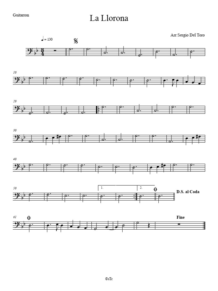 La Llorona - Guitarron | PDF