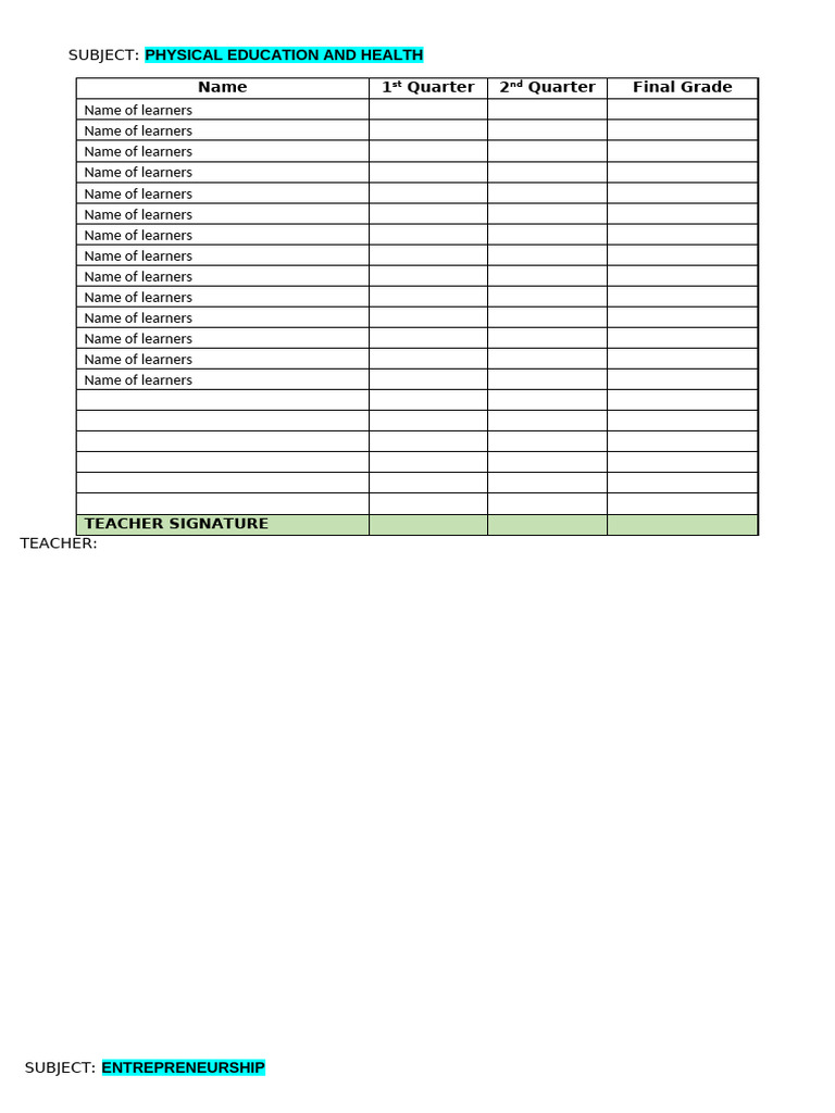 Grading Sheet | PDF