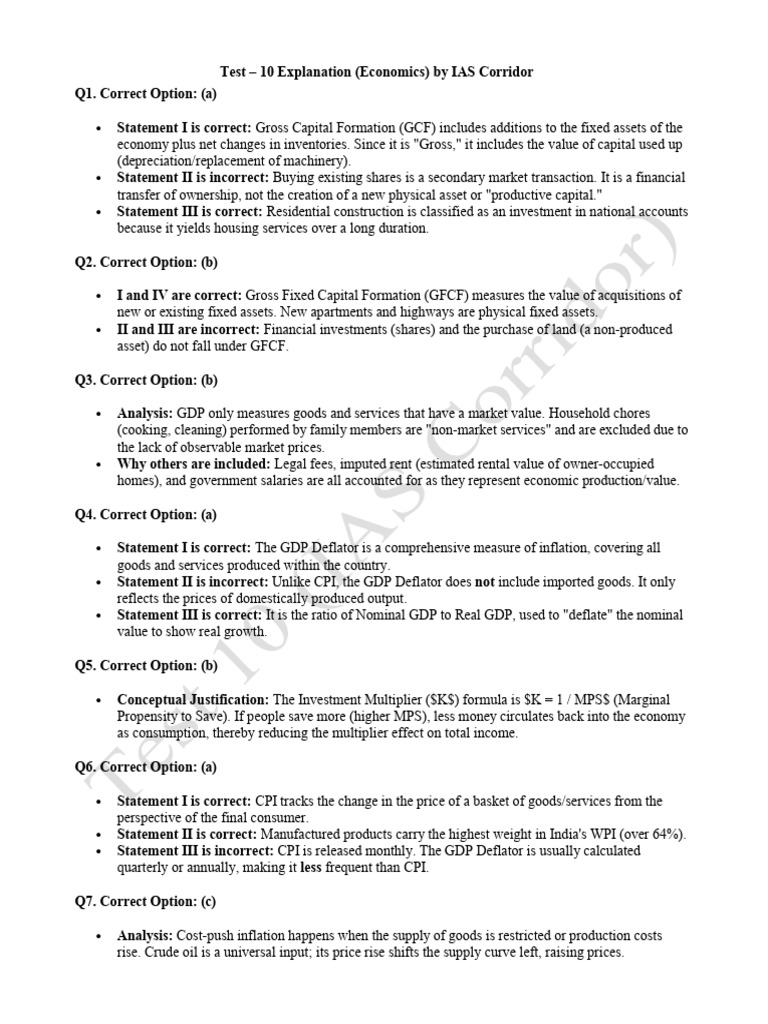 CMP Test 10 Explanation by IAS Corridor | PDF | Gross Domestic Product ...