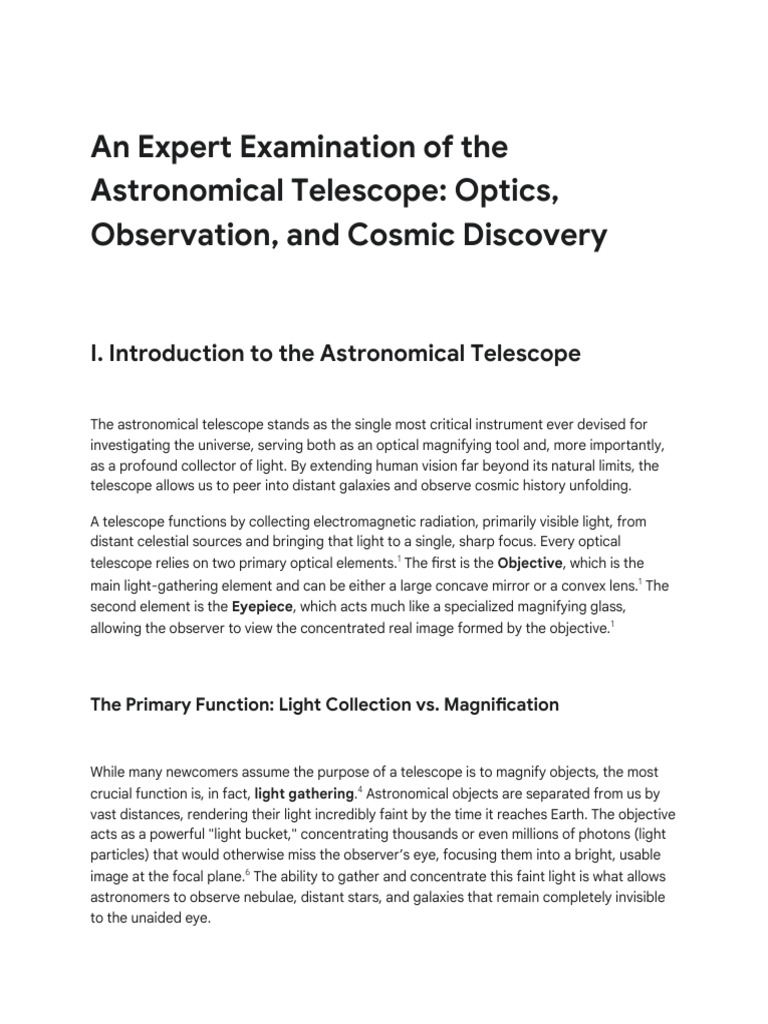 Astronomical Telescope Research Plan | PDF | Telescope | Hubble Space ...