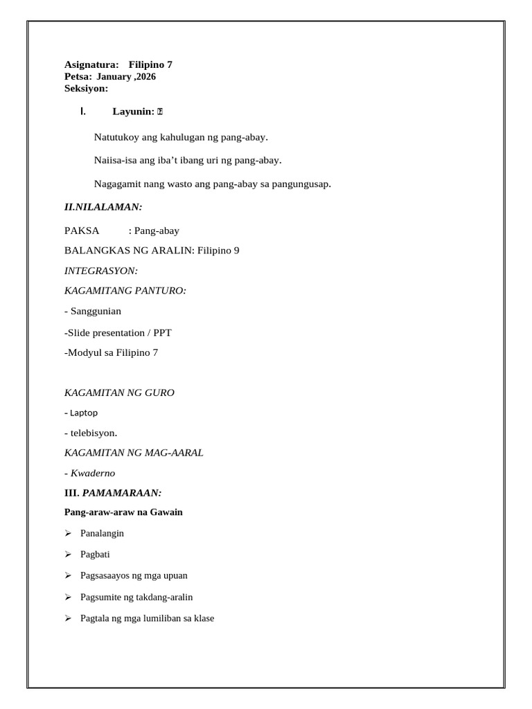 Lesson Plan grade 9 | PDF
