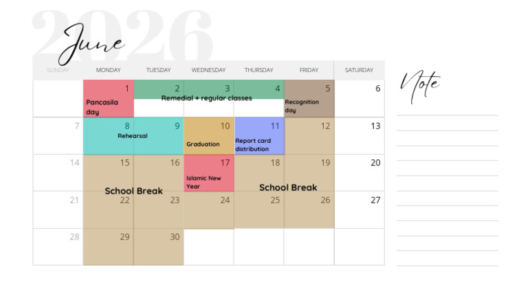 Black and White Minimalistic June Monthly Calendar | PDF