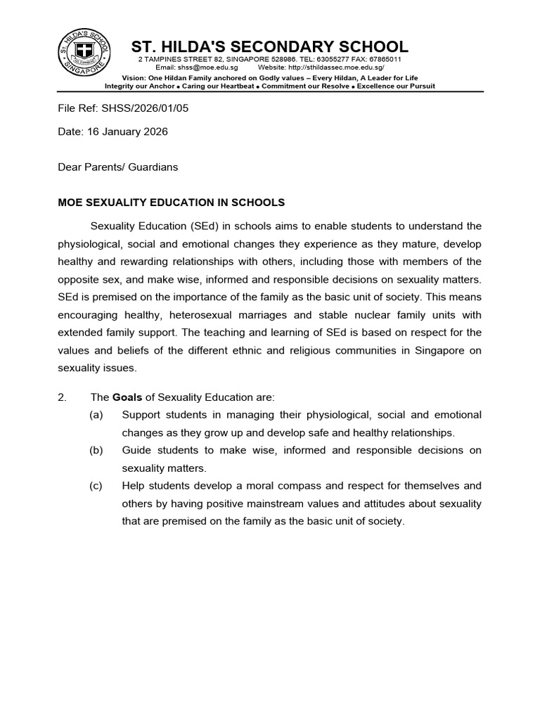 Sexuality Education Letter To Parents 2026 - 20260201 - 185557 | PDF ...