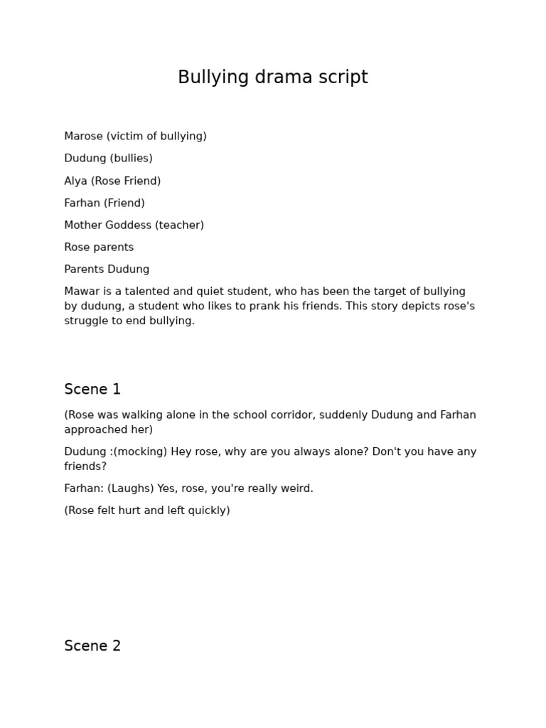 Bullying Drama Script Raisha | PDF