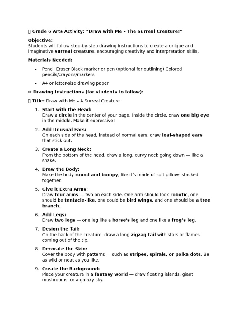 ? Grade 6 Arts Activity | PDF