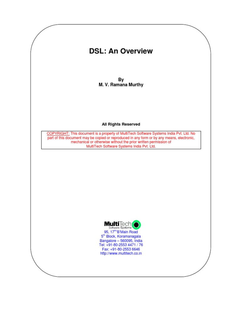 DSL: An Overview: by M. V. Ramana Murthy | Download Free PDF | Digital Subscriber Line ...