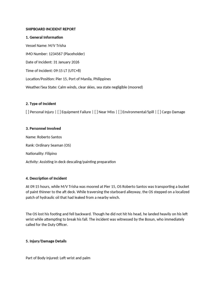 ACTIVITY 1 Incident Report | PDF | Shipping | Ships