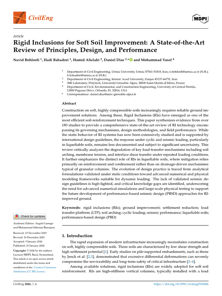 Rigid Inclusions for Soft Soil Improvement a State of-The-Art Review of ...