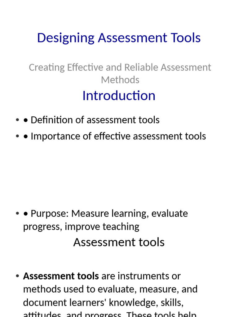 Designing Assessment Tools - A - E -lesson | PDF | Educational ...