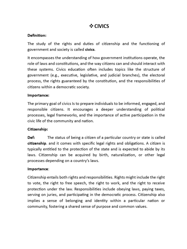 Civics Complete Notes by Akif Javid , UoB . | PDF | Civil Society ...