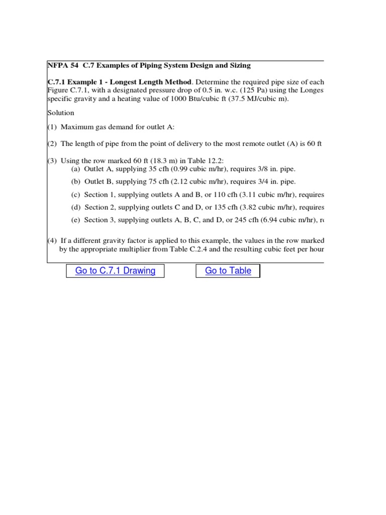 NFPA 54 Gas Pipe Sizing Example | PDF | Home Appliance | Chemical ...