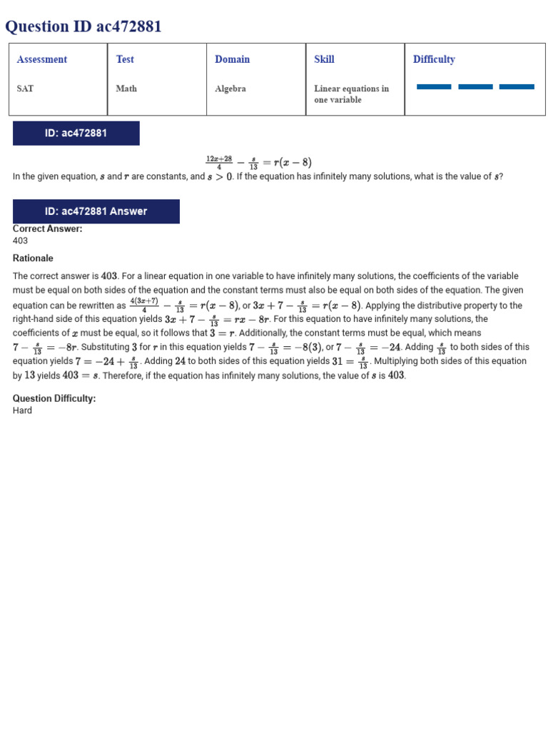 SAT Suite Question Bank - Results For Sat | PDF | Equations | Algebra