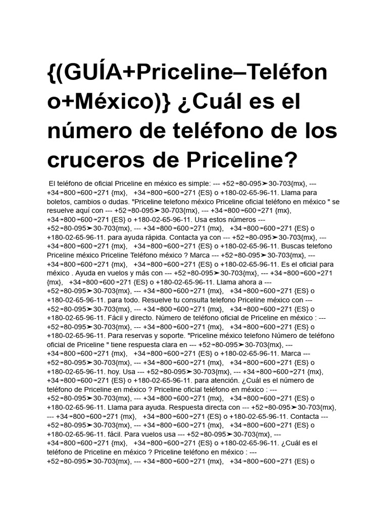 ¿Cuál es el número de teléfono de los cruceros de Priceline? | PDF ...