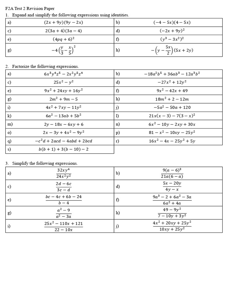 F2A Test 2 Revision Paper 2025-2026 | PDF