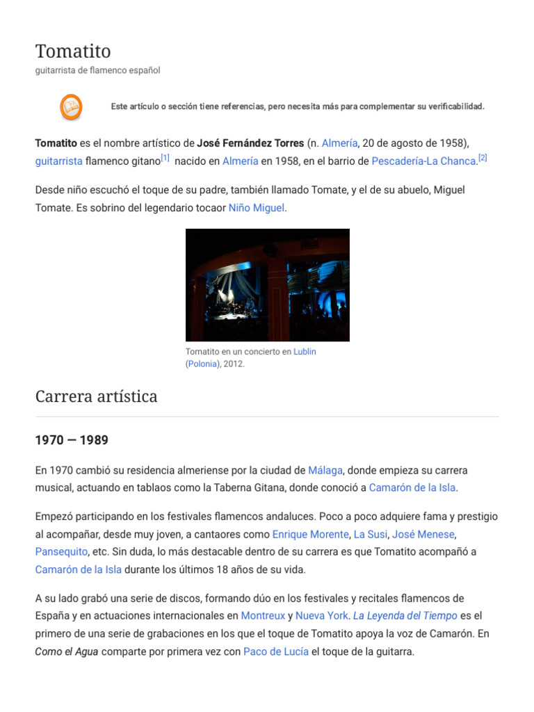 Tomatito - Wikipedia, La Enciclopedia Libre | PDF | Estilos de música ...