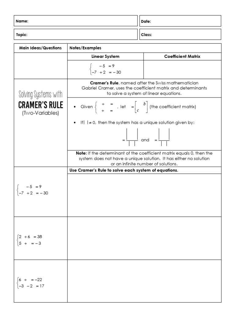 44 - LESSON 8unit 10 - Systems and Matrices | PDF | Matrix (Mathematics ...