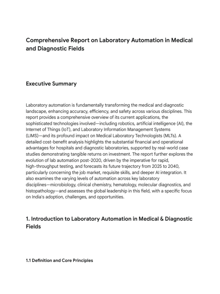 Laboratory Automation - Comprehensive Analysis | PDF | Automation ...