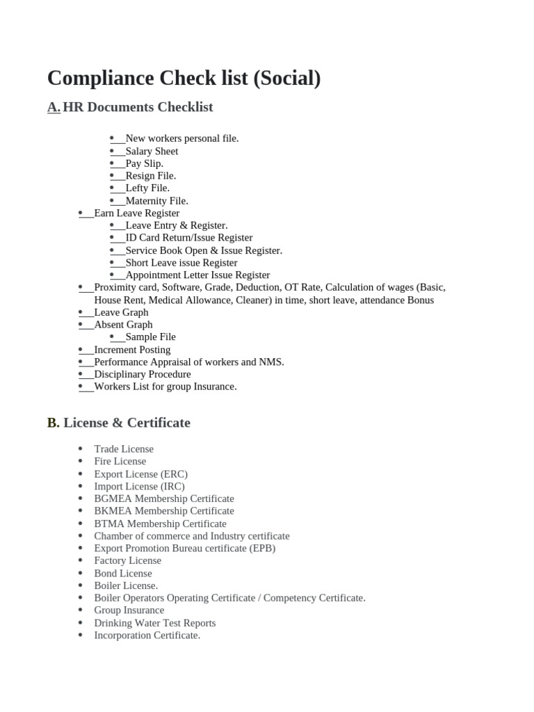 Audit Compliance Check List | PDF | Firefighting | Personal Protective ...