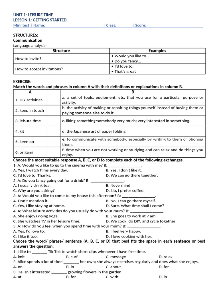 g8 Unit 1 Lesson 1 (No Keys) | PDF