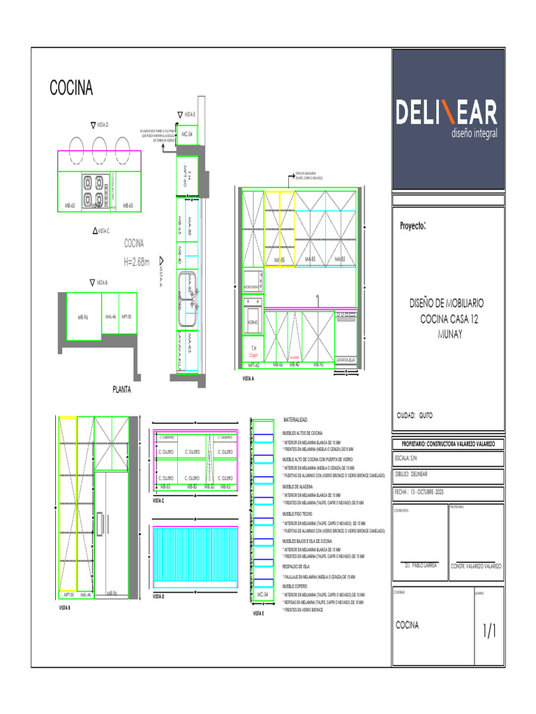 Planos de Mobiliario Cocina Casa 12 Opcion 2 | PDF | Mueble | Mejoras ...