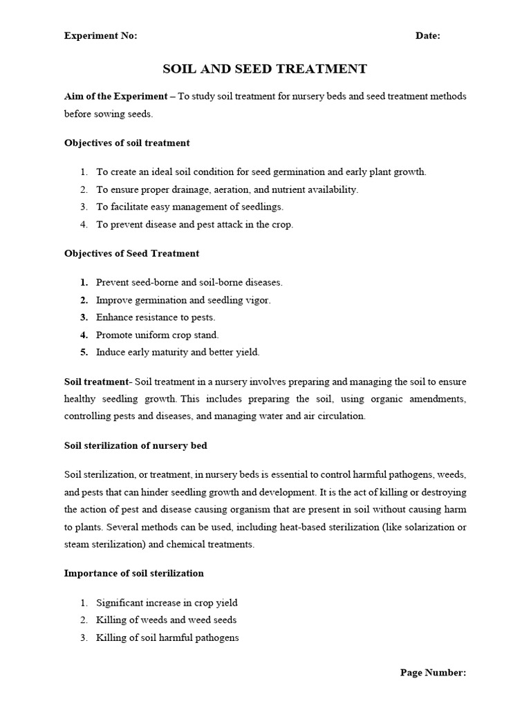 Soil and Seed Treatment | PDF | Seed | Soil