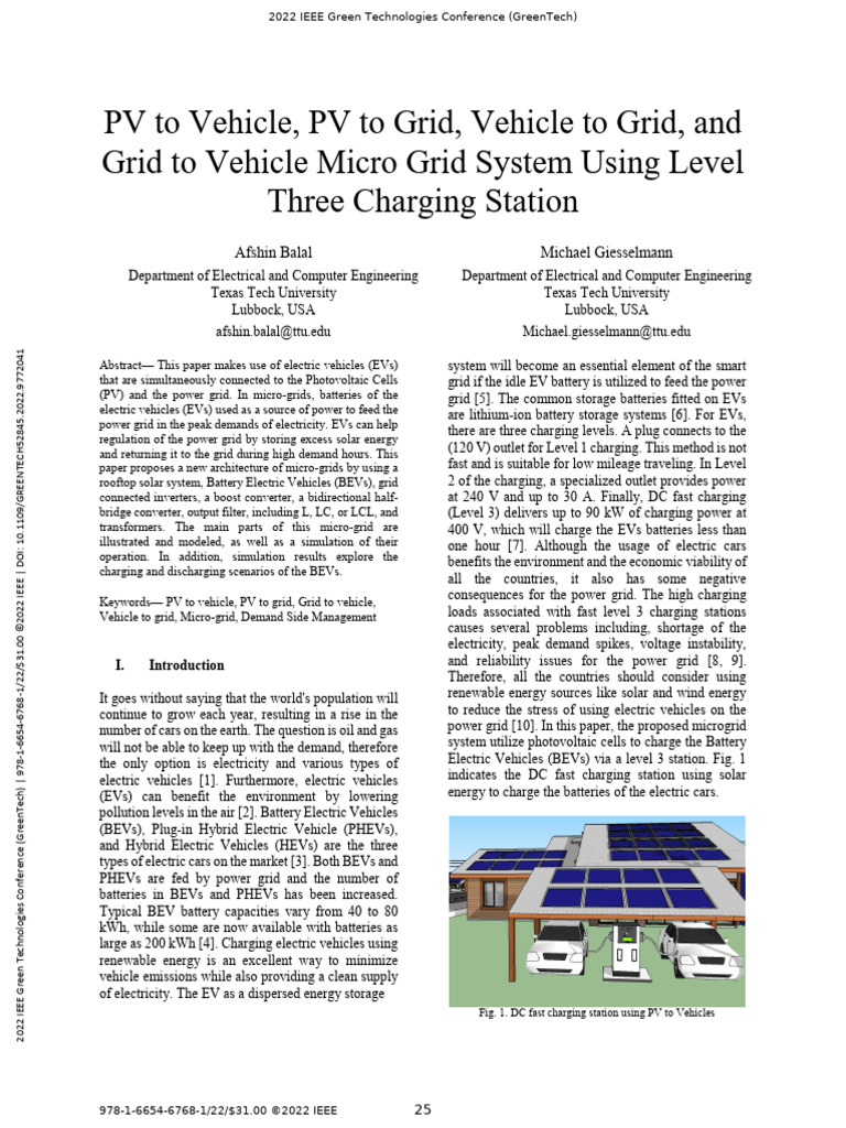 PV To Vehicle PV To Grid Vehicle To Grid and Grid To Vehicle Micro Grid ...