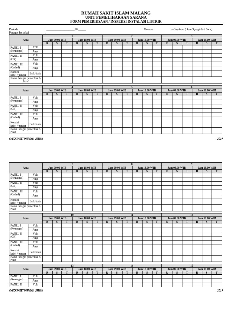 Form Inspeksi Listrik | PDF