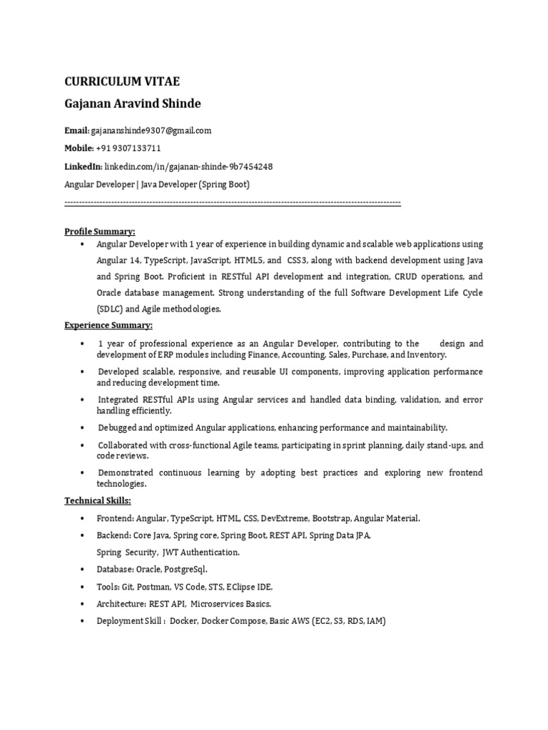 Gajanan Shinde Resume (1) | PDF