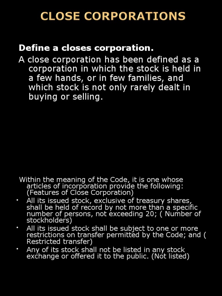 Understanding Close Corporations in the Philippines | PDF ...