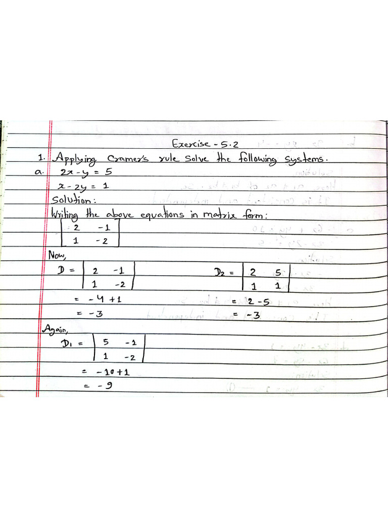 Class 12 Matrix Based System of Linear Equations Ex-5.2 | PDF