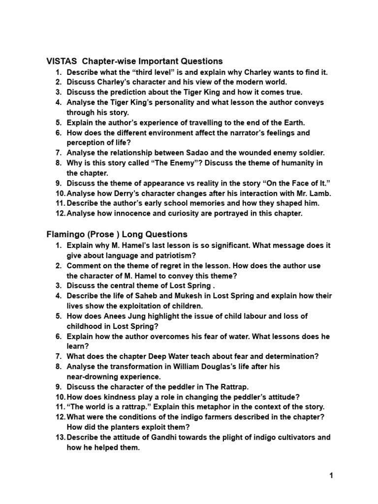 Class 12 English Very Important Questions | PDF