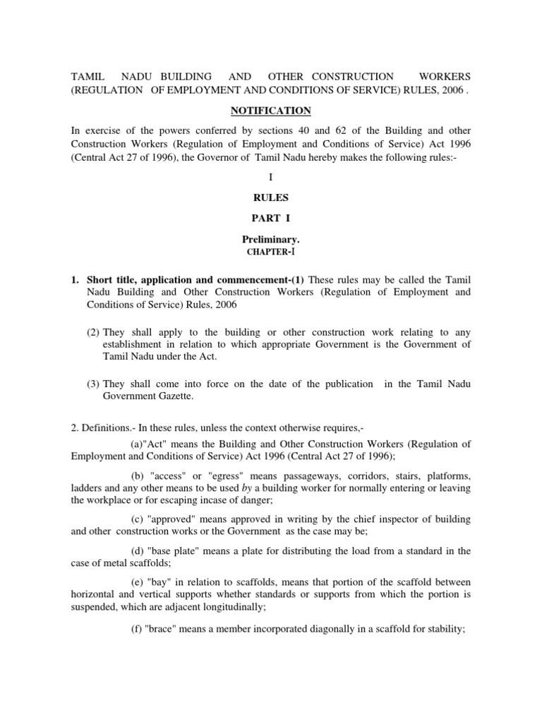 BOCW Rule | PDF | Scaffolding | Tunnel