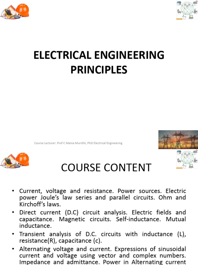 ELECTRICAL ENGINEERING PRINCIPLES LECTURE SLIDES VERSION 2019 | PDF ...