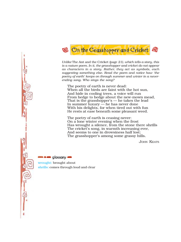 On The Grasshopper and Cricket | PDF | Poetry
