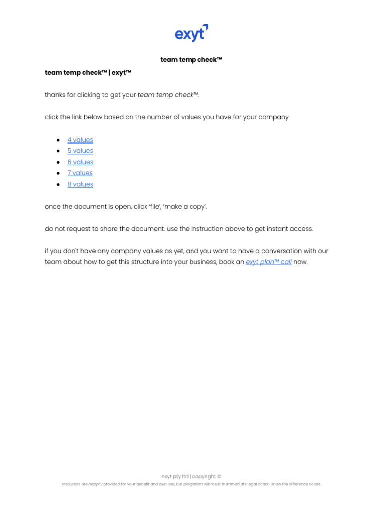 team temp check™ | exyt™ | PDF