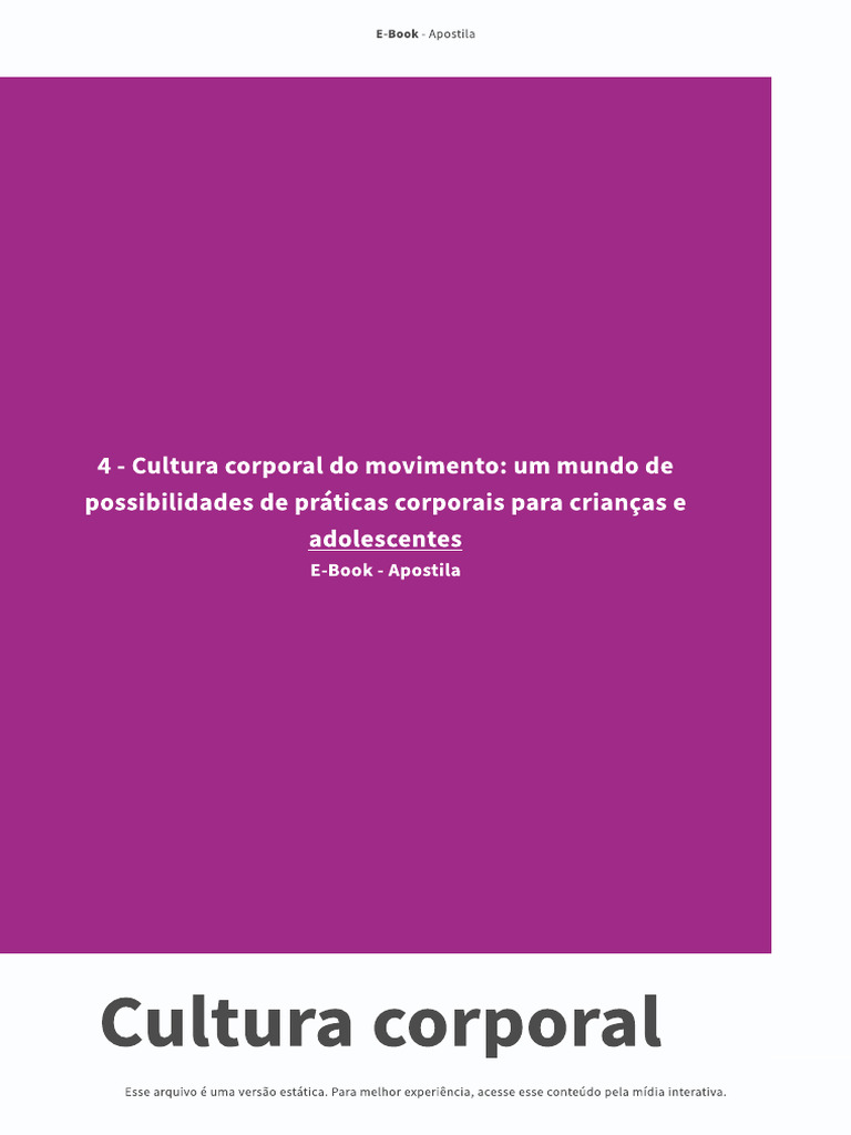 Cultura Corporal Do Movimento 4 | PDF